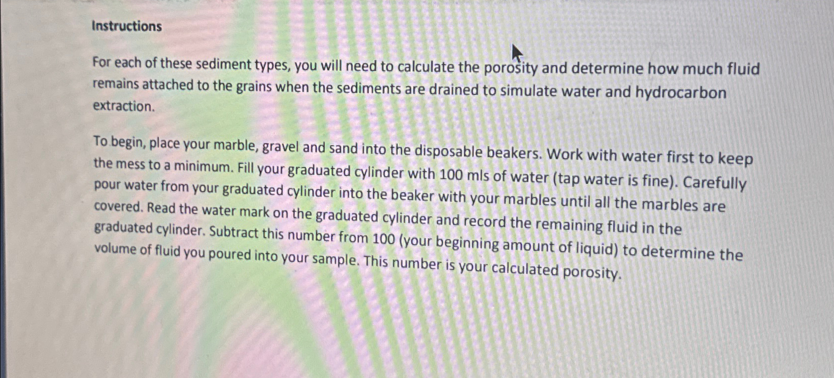 Solved InstructionsFor each of these sediment types, you | Chegg.com