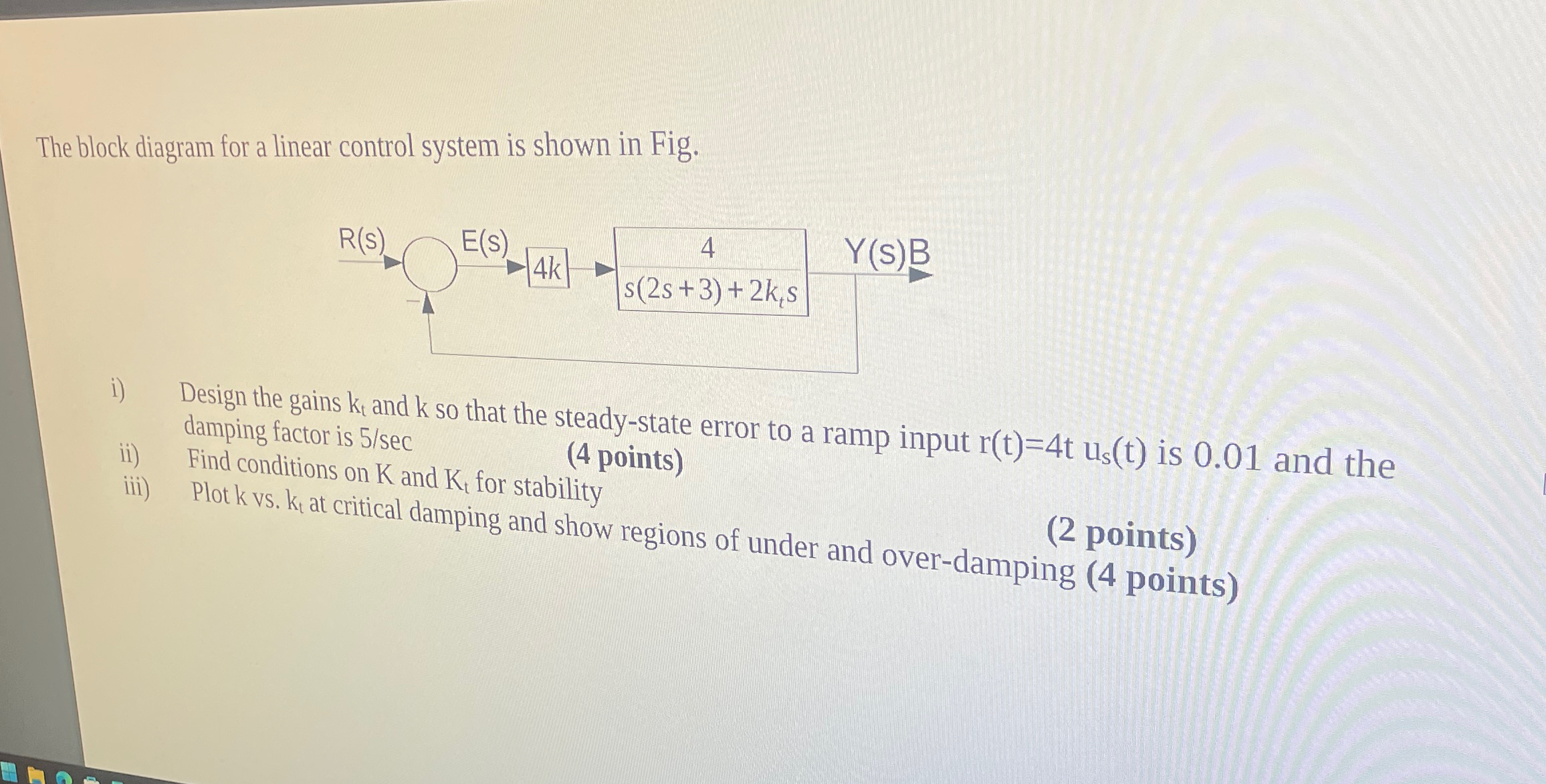 Solved The block diagram for a linear control system is | Chegg.com