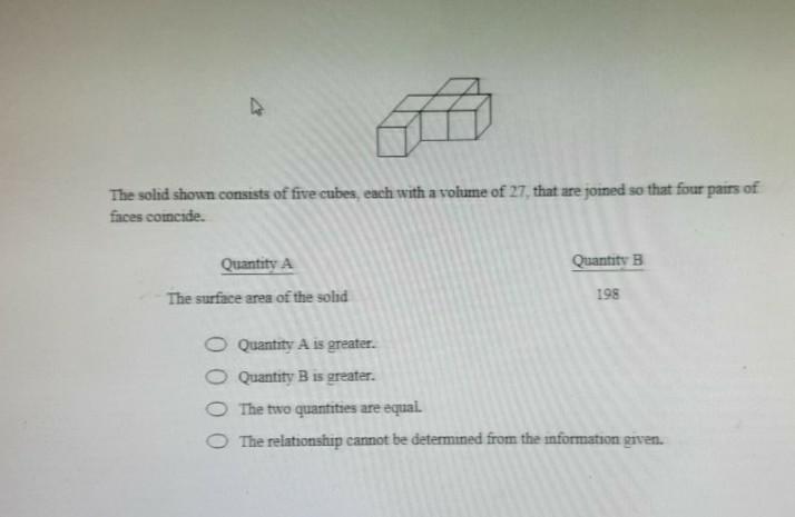 Solved The solid shown consists of five cubes, each with a | Chegg.com