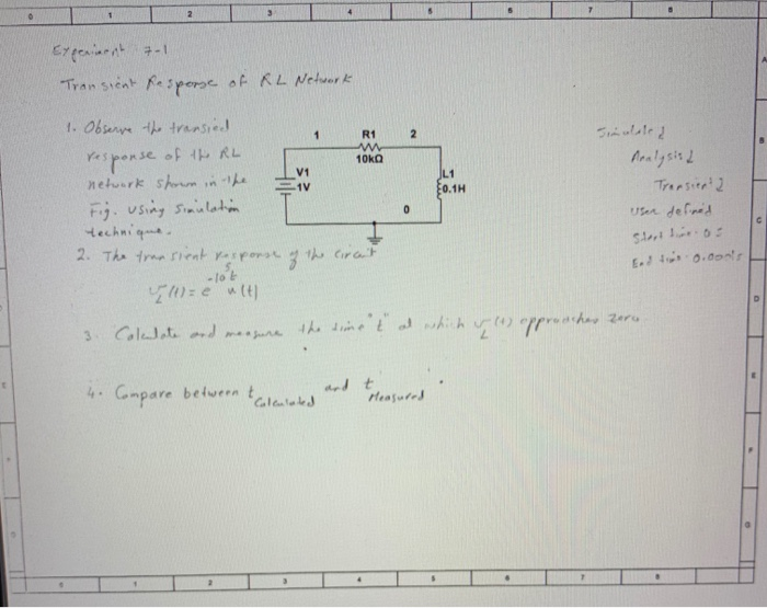 Solved 2 Experiment 7-1 Transient response of RL Network 1. | Chegg.com