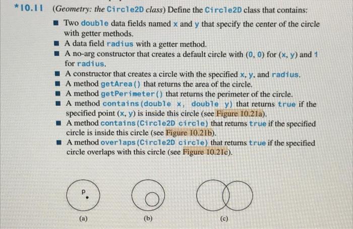 Solved 011 Geometry The Circle2d Class Define The 1963