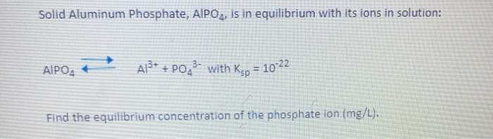Solved Solid Aluminum Phosphate, AlPO4, is in equilibrium | Chegg.com