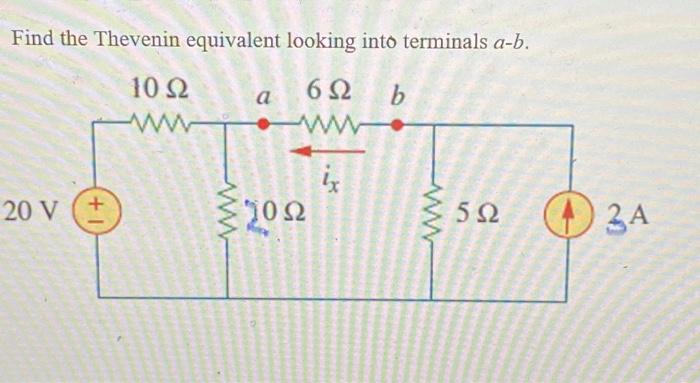 Solved Find the Thevenin equivalent looking into terminals | Chegg.com