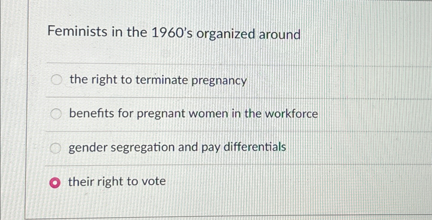 Feminists In The 1960s Organized Aroundthe Right To