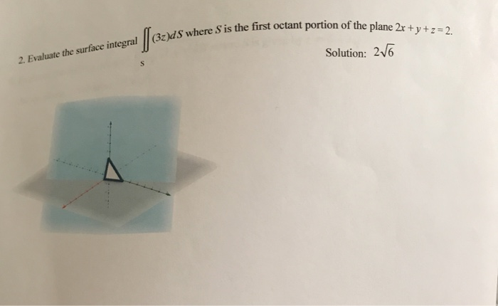 Solved he first octant portion of the plane 2x + y + z = 2. | Chegg.com