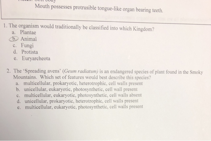 Solved TULLU. UUI UUUY Mouth possesses protrusible | Chegg.com
