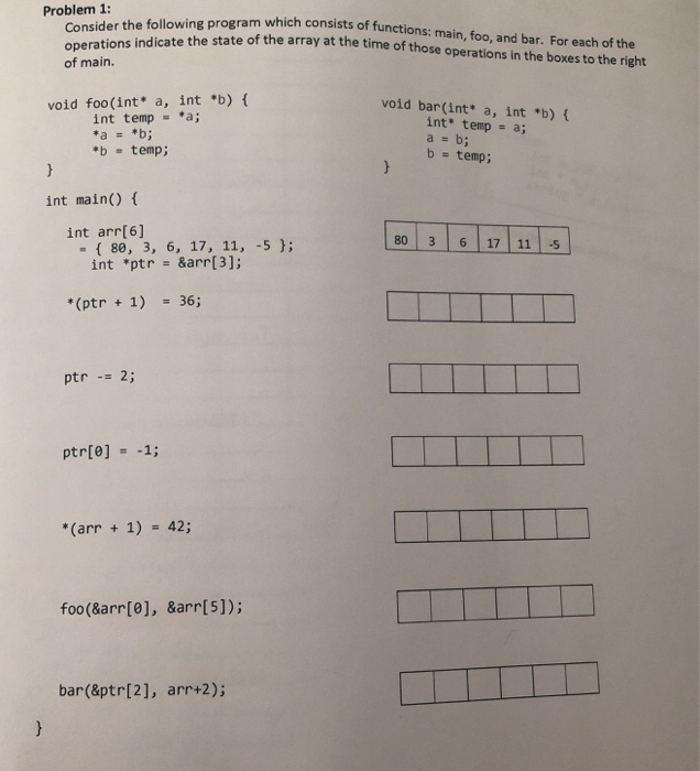 Solved Problem 1: Consider the following program which | Chegg.com