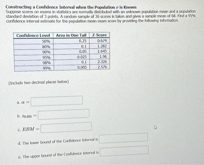 Solved Constructing a Confidence Interval when the | Chegg.com