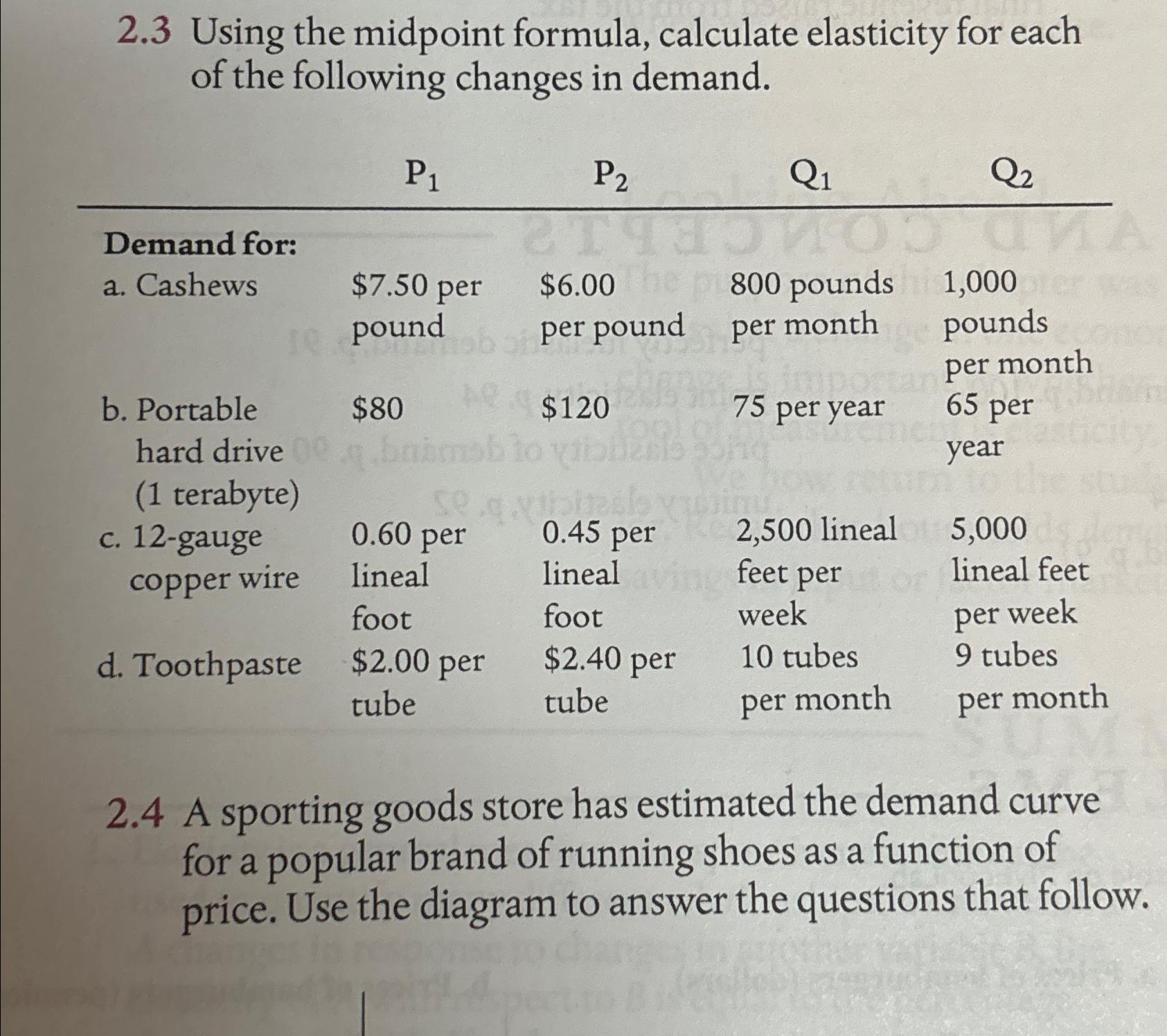 Solved 2.3 ﻿Using the midpoint formula, calculate elasticity | Chegg.com