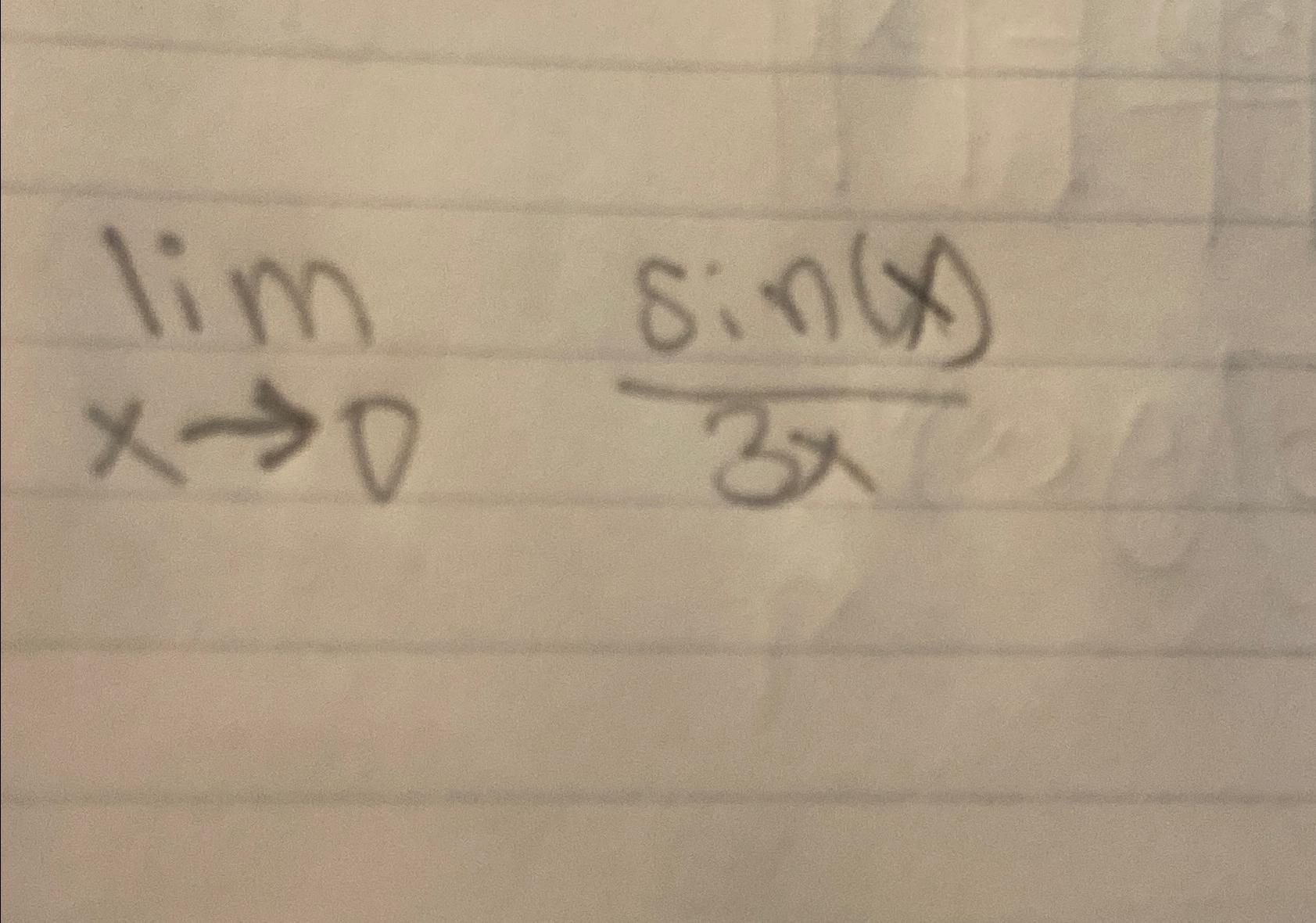 Solved limx→0sin(x)3x | Chegg.com