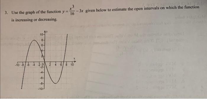 Solved 3. Use the graph of the function y=16x3−3x given | Chegg.com