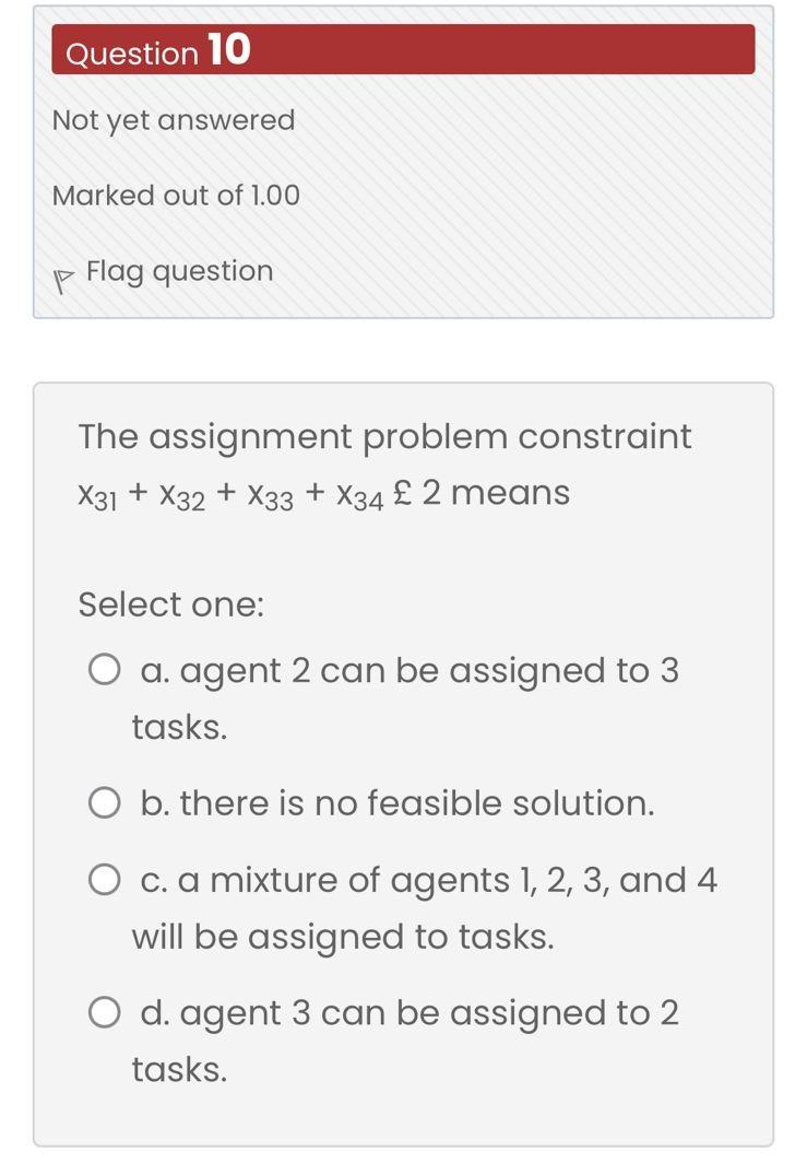 Solved Question 10 Not yet answered Marked out of 1.00 p | Chegg.com