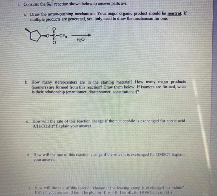 1. Consider the Syl reaction shown below to answer | Chegg.com
