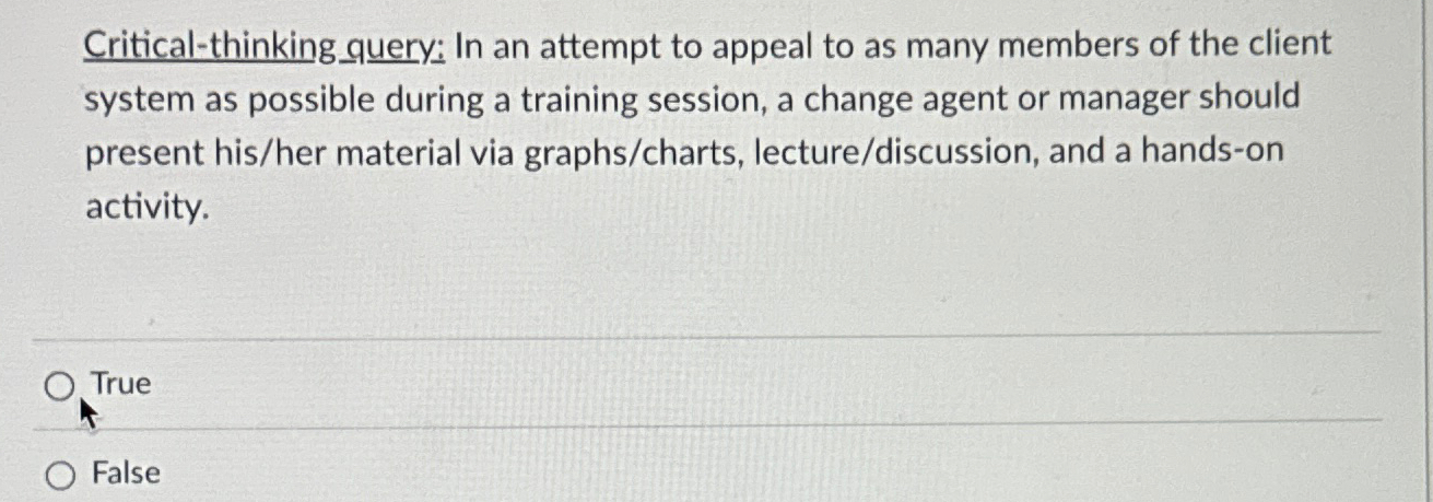 Solved Critical-thinking query: In an attempt to appeal to | Chegg.com