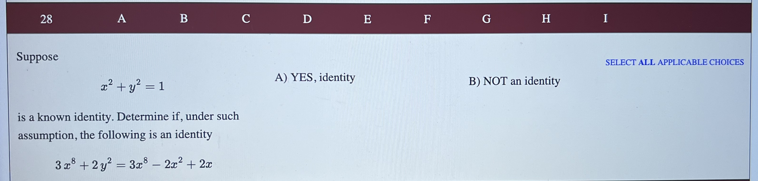 Solved 28ABCDFGISupposeSELECT ALL APPLICABLE | Chegg.com