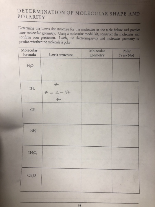 Solved DETERMINATION OF MOLECULAR SHAPE AND POLARITY | Chegg.com