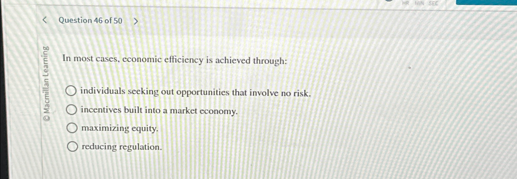 Solved Question 46 ﻿of 50In most cases, economic efficiency | Chegg.com