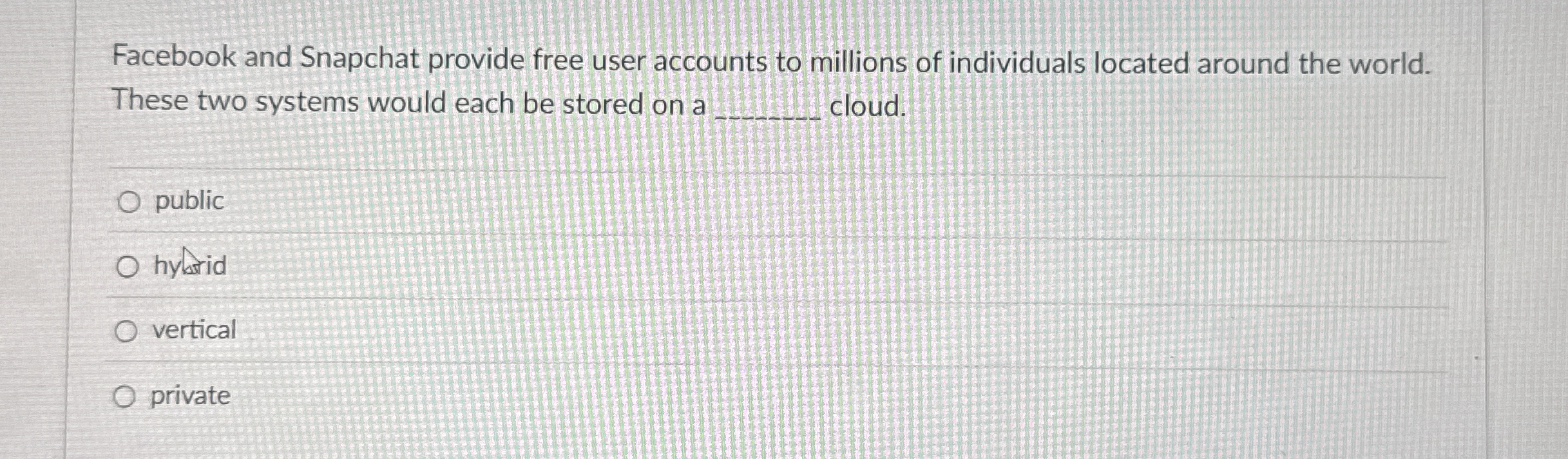 Solved Facebook and Snapchat provide free user accounts to | Chegg.com