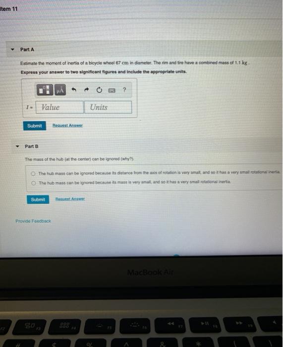 Solved Item 11 Part A Estimate the moment of inertia of a | Chegg.com