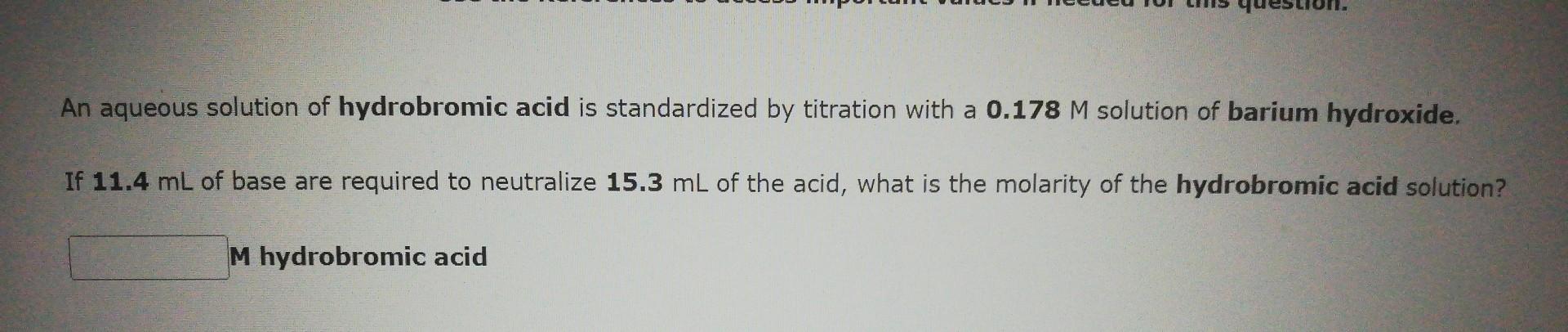 Solved An aqueous solution of hydrobromic acid is | Chegg.com