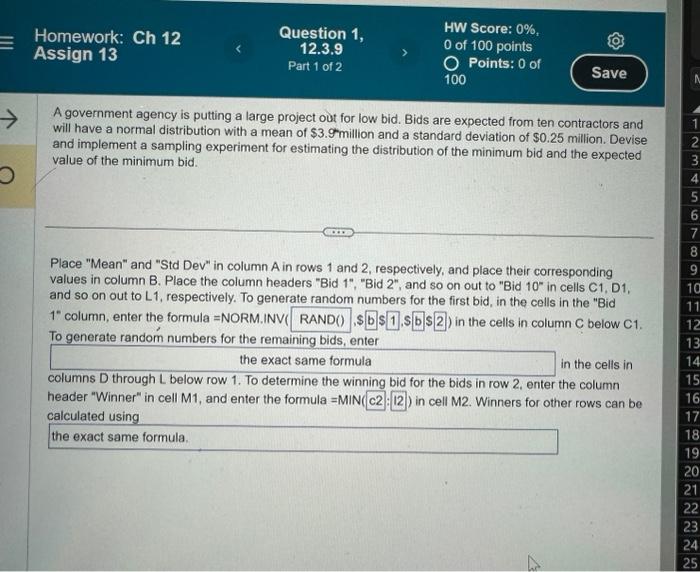 Solved Homework: Ch 12 Assign 13 O Question 1, 12.3.9 Part 1 | Chegg.com