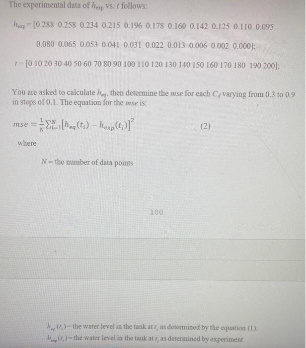 Solved Q1 (5 pt). Water in a tank is allowed to flow through | Chegg.com