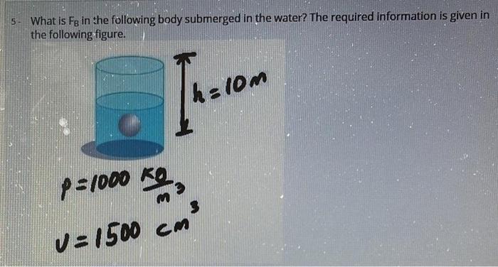 Solved 5. What is FB in the following body submerged in the | Chegg.com