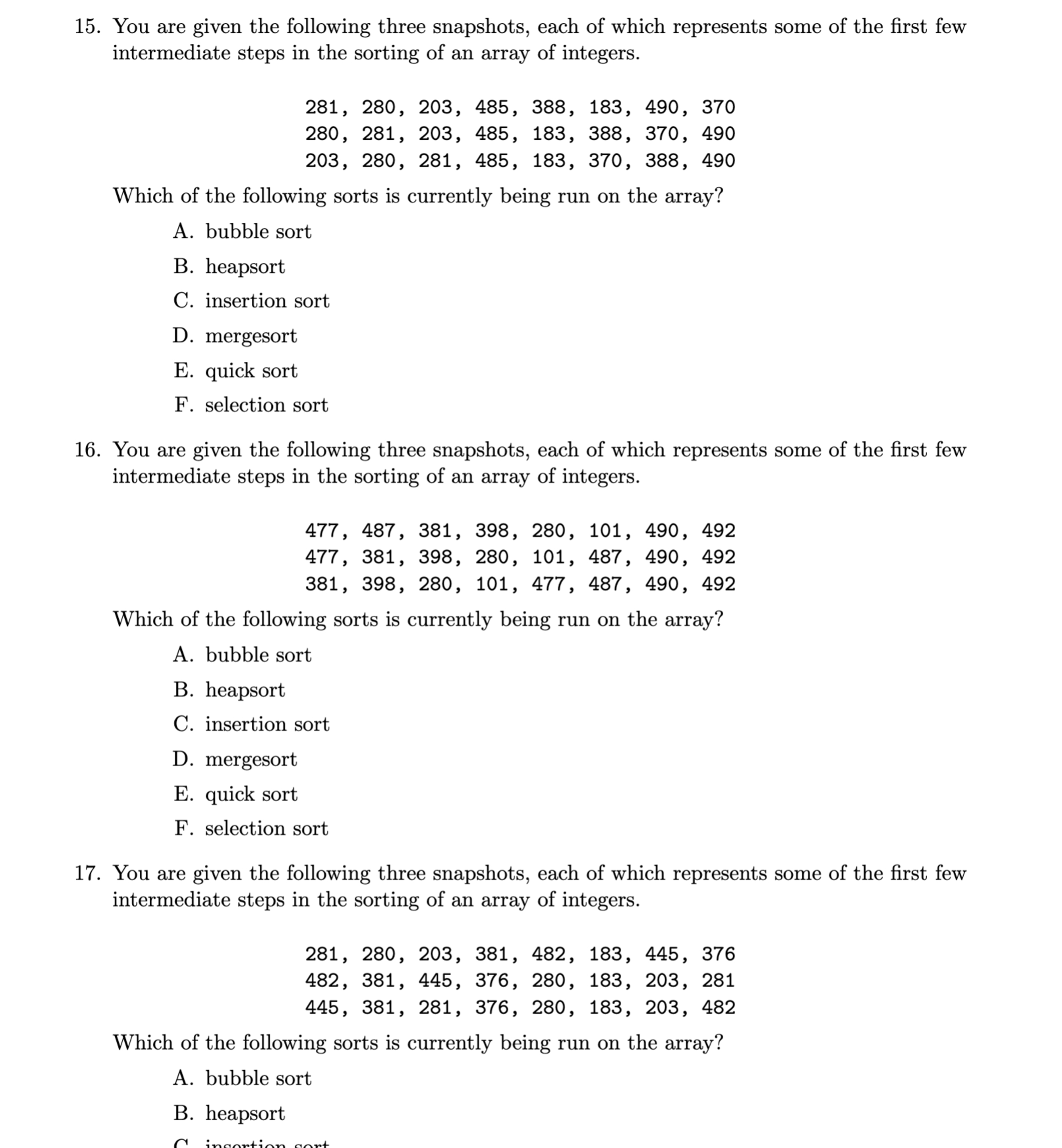 Solved You are given the following three snapshots, each of | Chegg.com