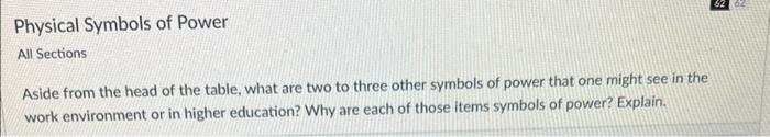 Solved Physical Symbols of Power All Sections Aside from the | Chegg.com
