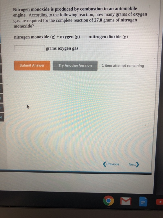 Solved Nitrogen monoxide is produced by combustion in an | Chegg.com