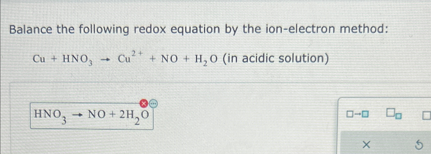 Solved Balance the following redox equation by the | Chegg.com