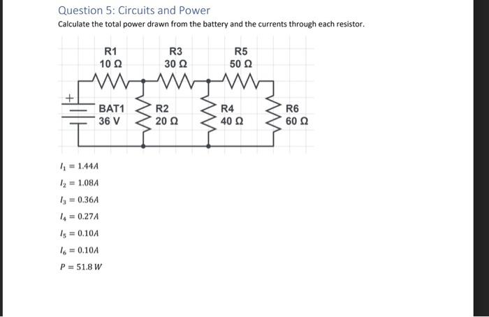 Solved Question 5: Circuits and Power Calculate the total | Chegg.com