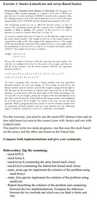 stackadt class • stackADT.h • stackArray.h • | Chegg.com