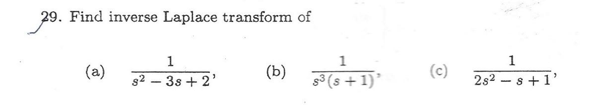 Solved 29. Find inverse Laplace transform of (a) s2−3s+21, | Chegg.com