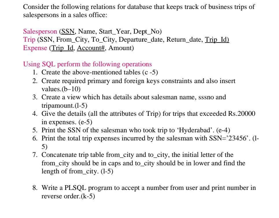 Solved Consider the following relations for database that | Chegg.com