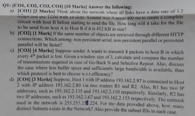 Solved Q1: [CO1, ﻿CO2, ﻿CO3, ﻿CO4] [10 ﻿Marks] ﻿Answer the | Chegg.com
