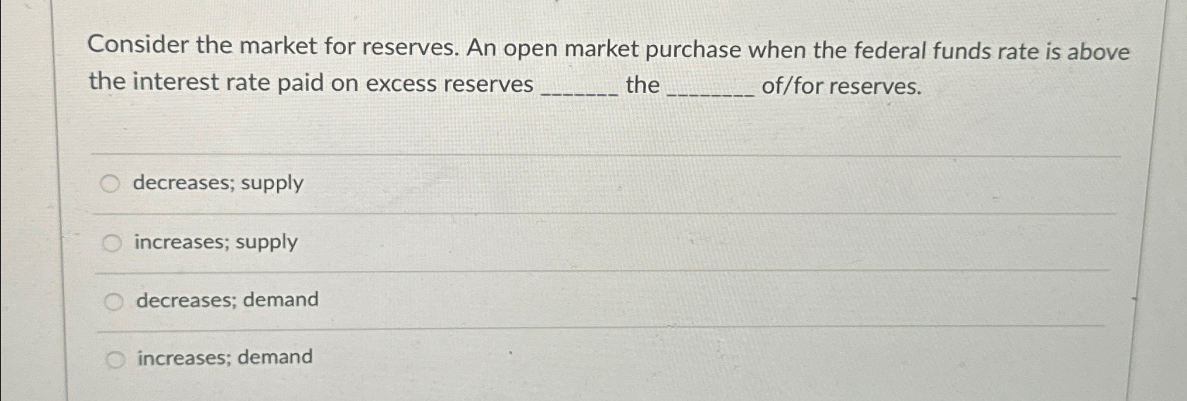 Solved Consider the market for reserves. An open market | Chegg.com