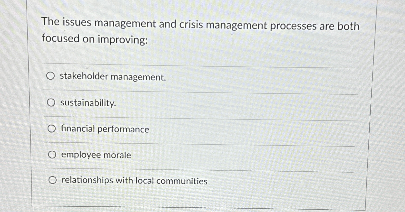 Solved The issues management and crisis management processes | Chegg.com