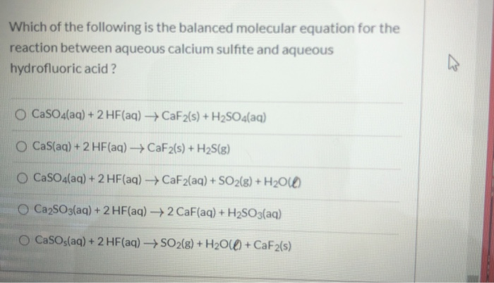 Solved Which of the following is the balanced molecular | Chegg.com