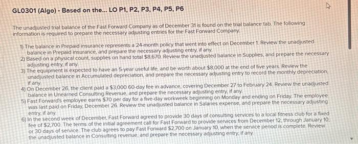 GL0301 (Algo) - Based on the... LO P1, P2, P3, P4, | Chegg.com