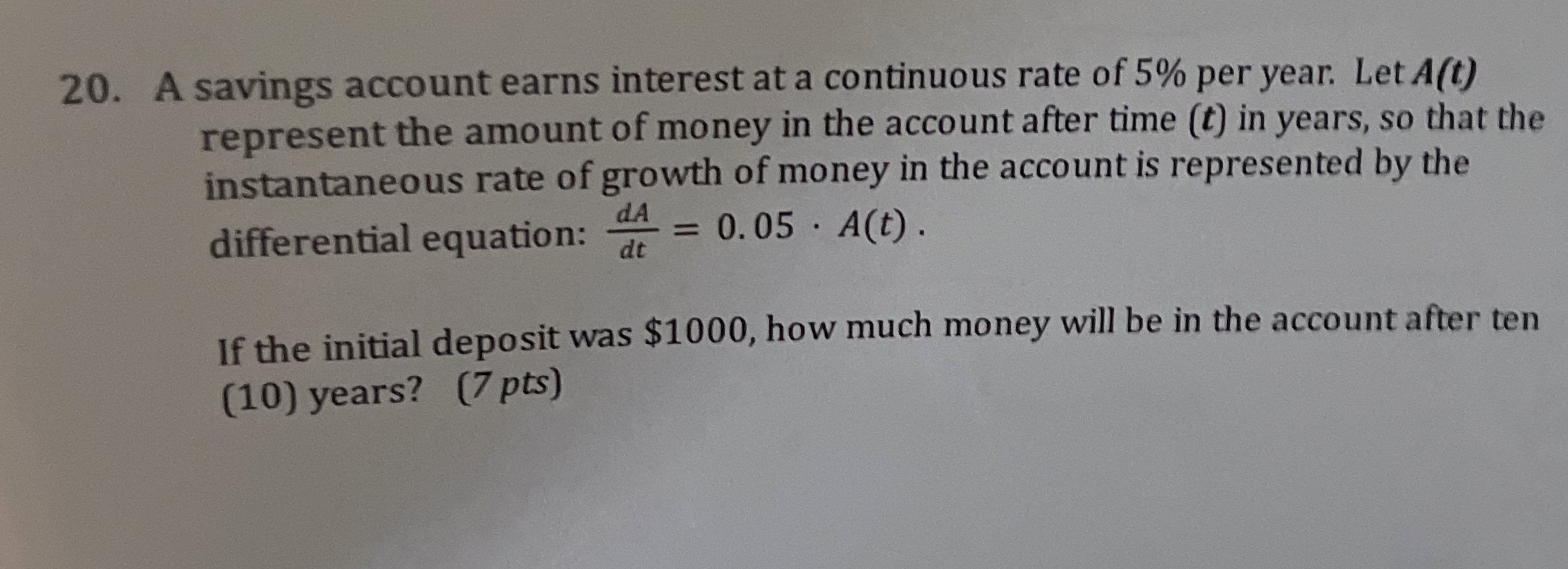 Solved A savings account earns interest at a continuous rate | Chegg.com