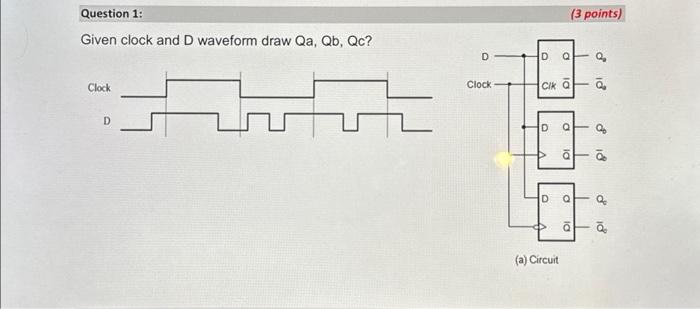 Solved Given Clock And D Waveform Draw Qa Qb Qc 1300