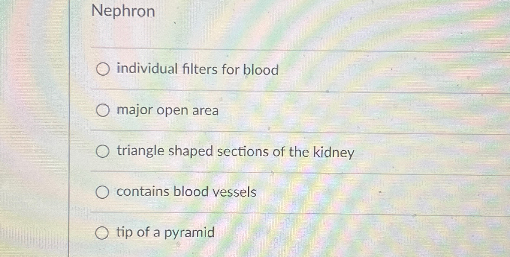 Solved Nephronindividual filters for bloodmajor open | Chegg.com