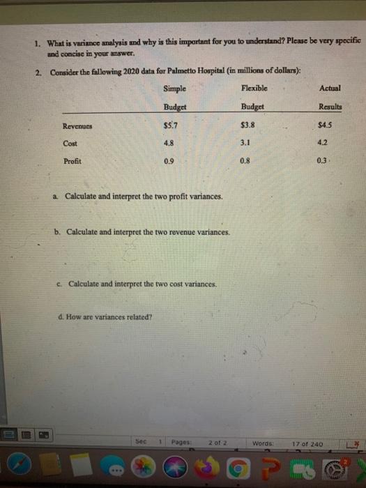 Solved 1. What is variance analysis and why is this | Chegg.com