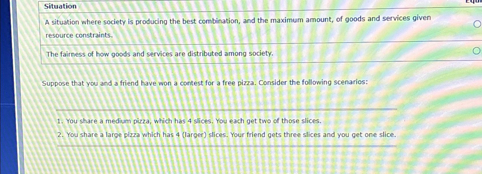 Solved SituationA situation where society is producing the | Chegg.com