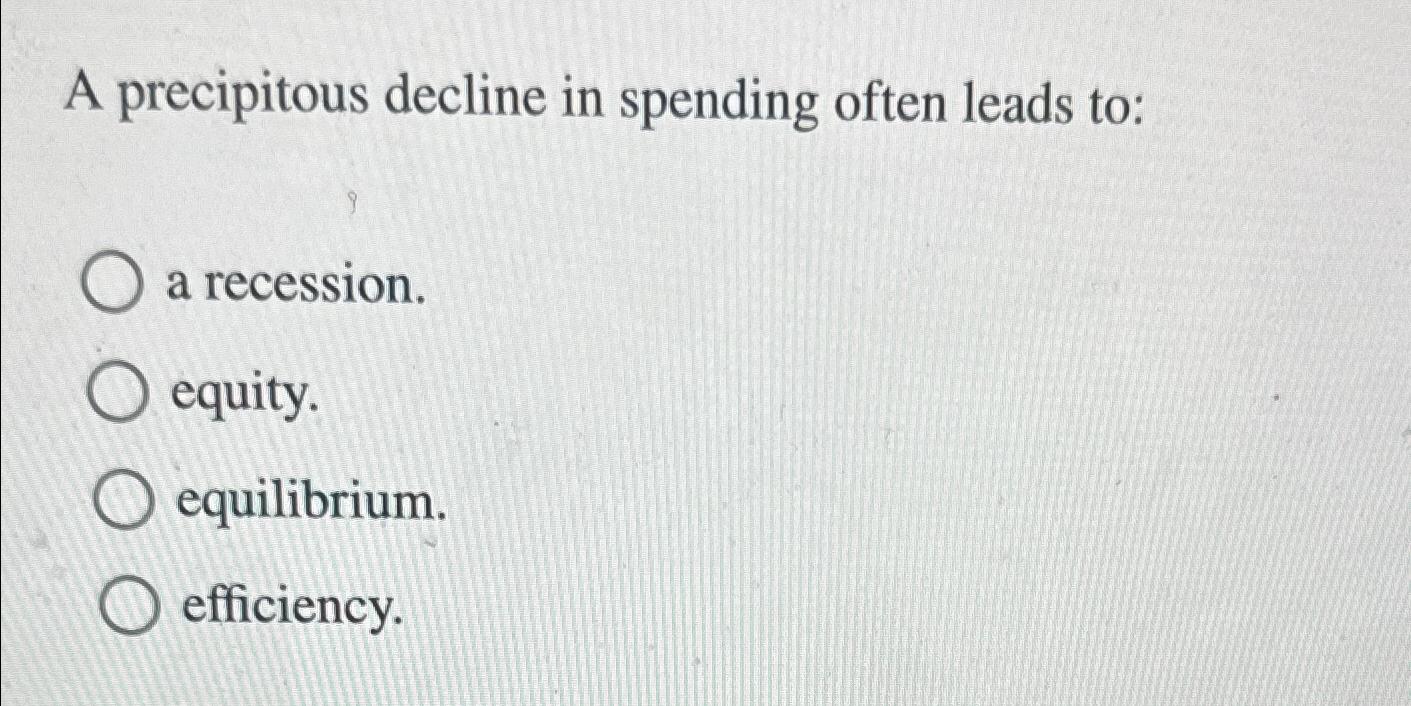 Solved A precipitous decline in spending often leads to:a | Chegg.com