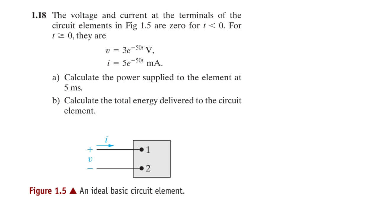 1.18 ﻿The voltage and current at the terminals of the | Chegg.com