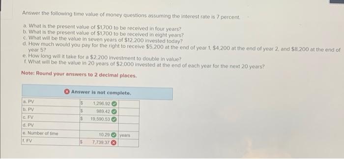 Solved Answer the following time value of money questions | Chegg.com