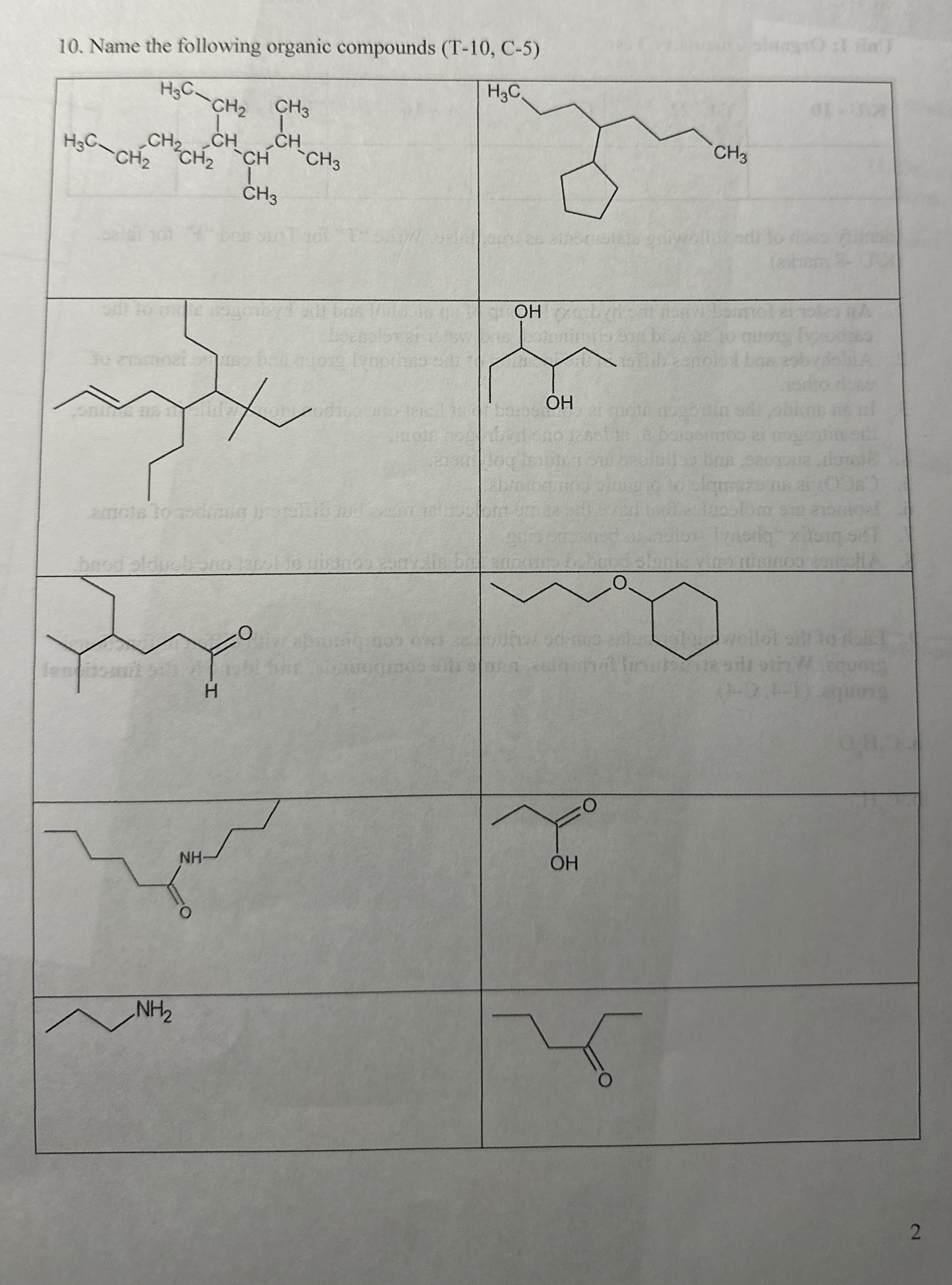 Solved by an EXPERT Name the following organic compounds (T-10, ﻿C-5)2 | Chegg.com