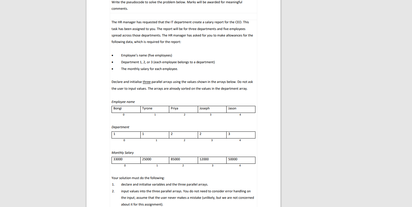 Solved Write the pseudocode to solve the problem below. | Chegg.com